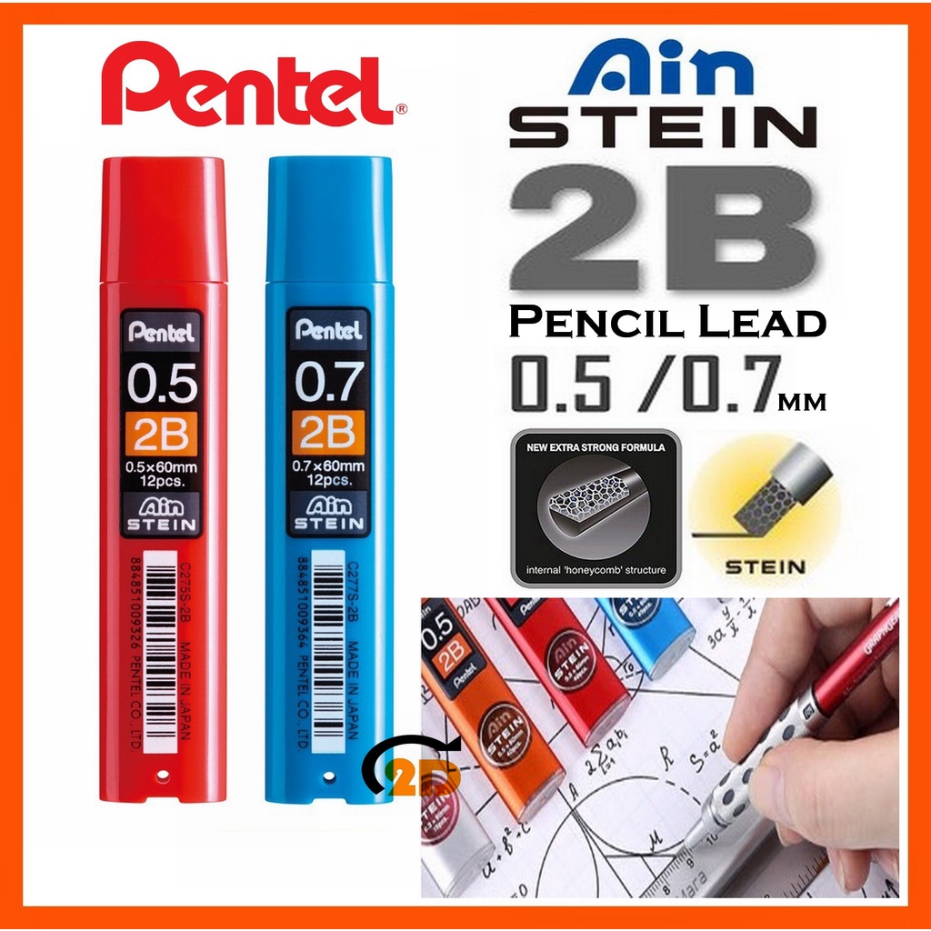 Pentel Ain Stein Mechanical Pencil Lead 2B Lead Refill C275S C277S 0 ...