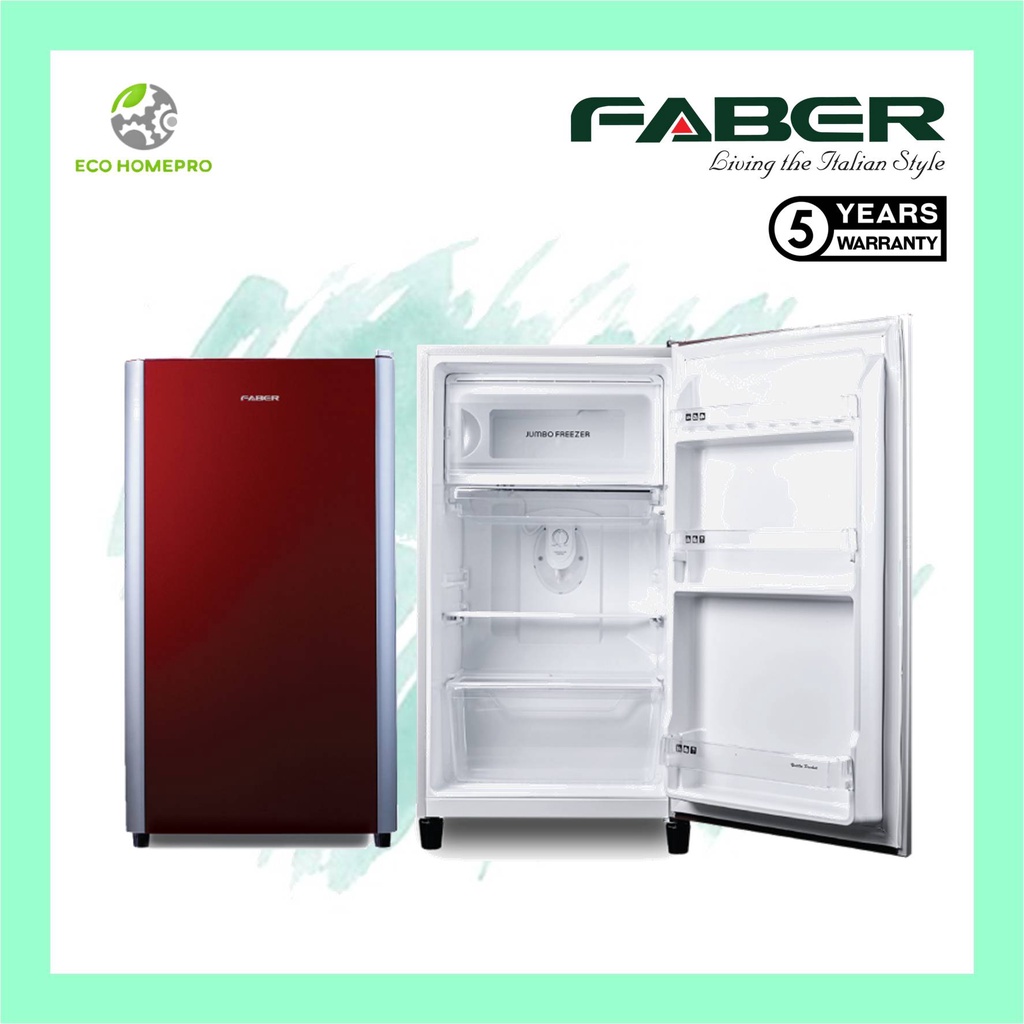 Faber 142L Glass Single Door Refrigerator FRIGOR 168 (Black/Red ...