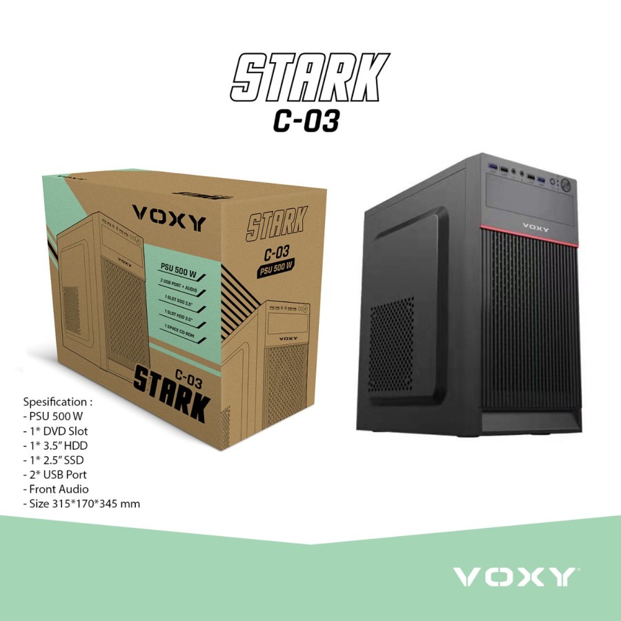 Voxy STARK C-03 CASING WITH PSU 500W/PC CPU Computer CASE | Shopee Malaysia