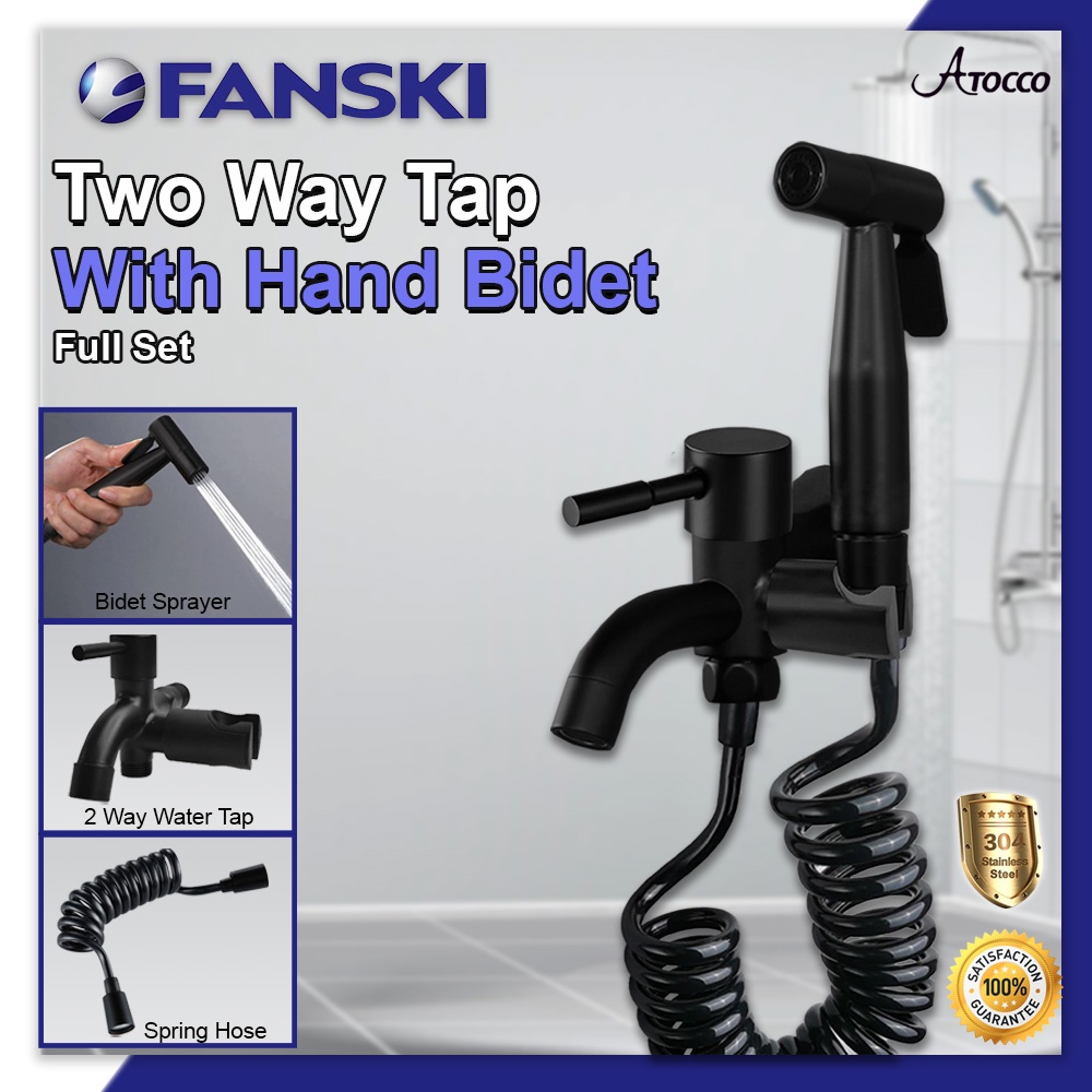 Full Set Two Way Tap Hand Bidet Spray Set Two Way Faucet Toilet Bidet ...