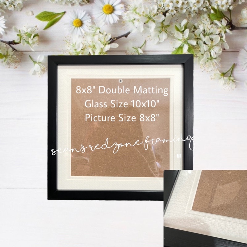 Square Picture Frame 8x8 inch picture size with 1 inch double matting ...