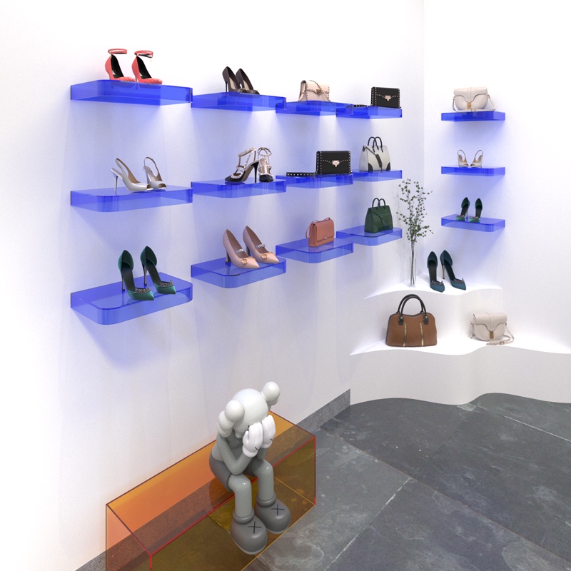 COS clothing store Yayli upper wall display shelf shoe shelf hanger ...