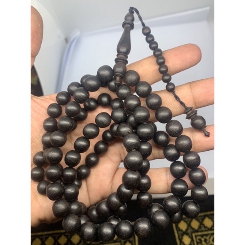 Tasbih Teras Kayu Kelor/Gemunggal/Remunggal Hitam Asli Moringa Oleifera ...
