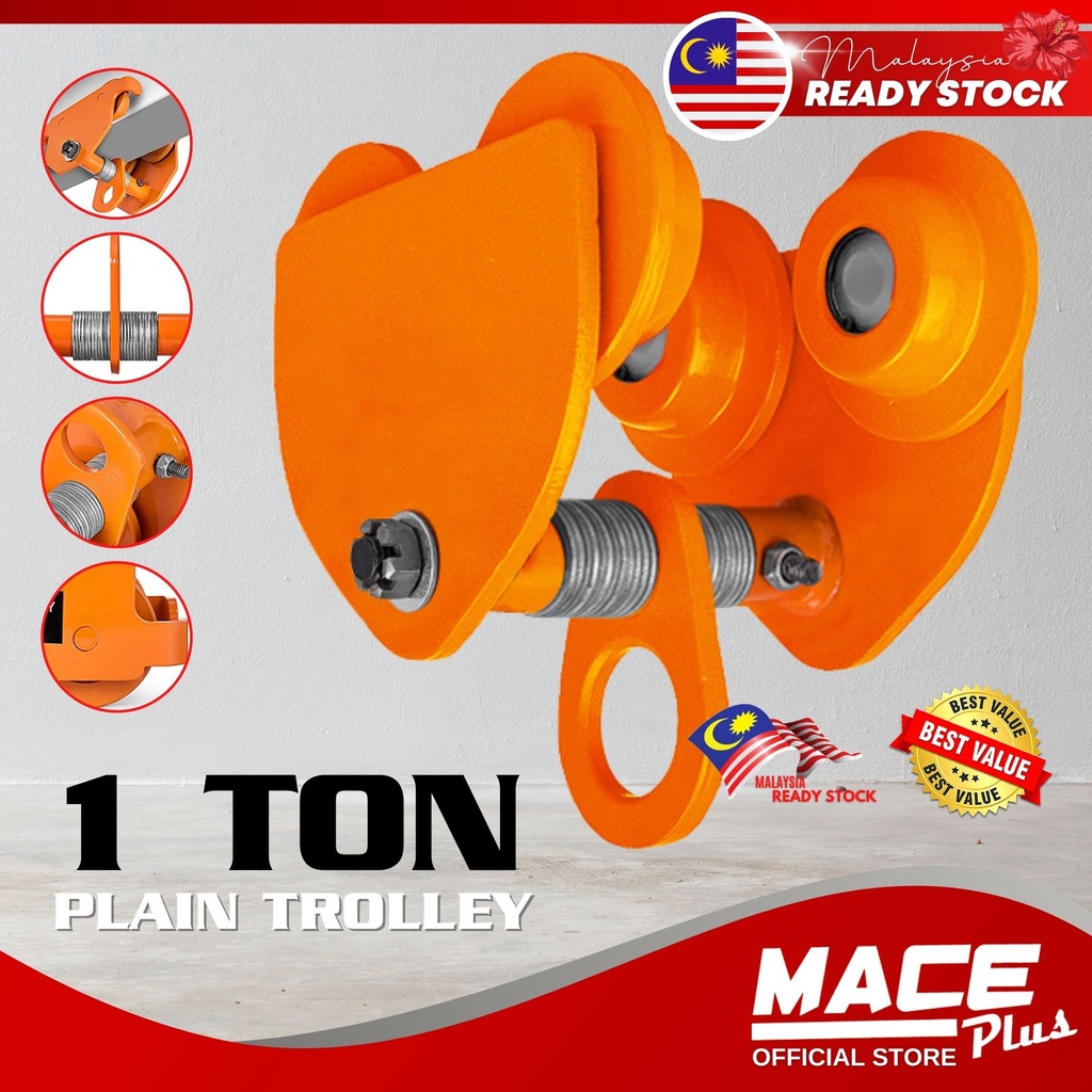 1 TON Heavy Duty Plain Trolley For Chain Block Electric Hoist Roller ...