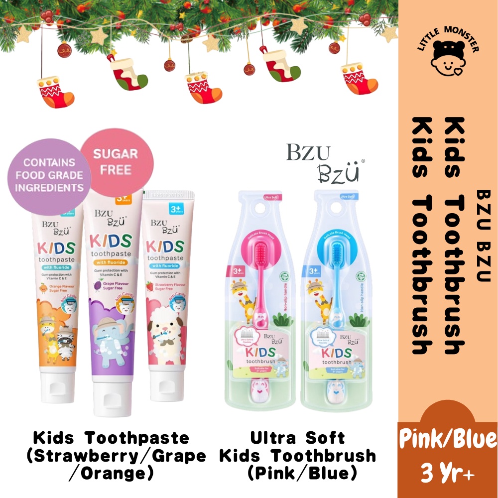 Bzu Bzu Kids Toothbrush Ultra Soft Kids ToothPaste (3 Year +) 宝宝牙刷 宝宝牙膏 ...