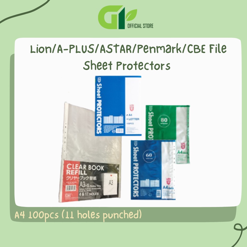 [GY Office] Lion/A-PLUS/ASTAR/Penmark/CBE File Sheet Protectors A4 50 ...