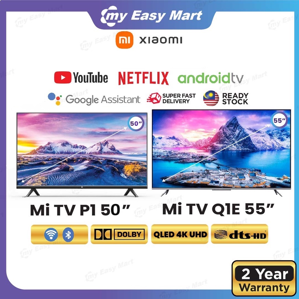 Xiaomi TV 55" Q1E / 55" A PRO / 55" A / 55" P1 Mi Smart Android TV 4K UHD Netflix Google Youtube ...