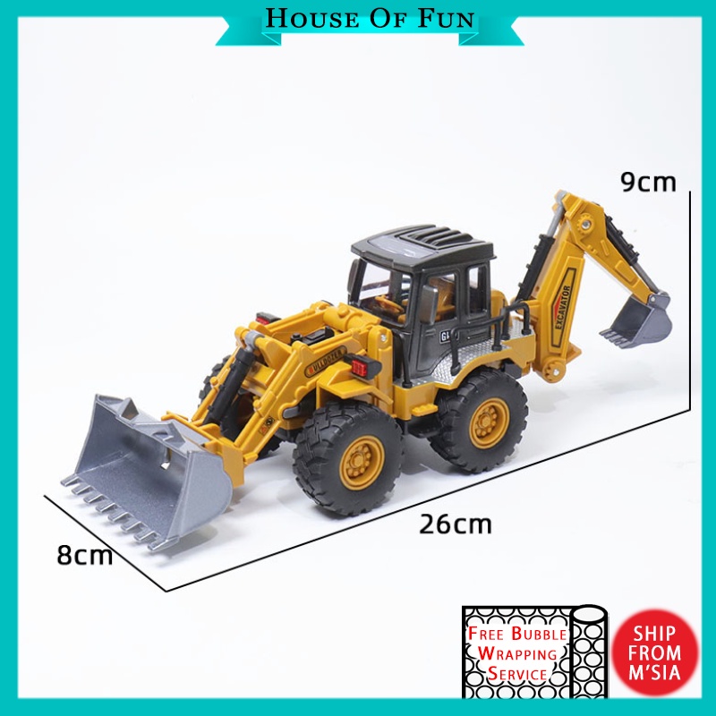JCB Backhoe Loader Dump Truck Toy Excavator Lori Tanah Construction ...