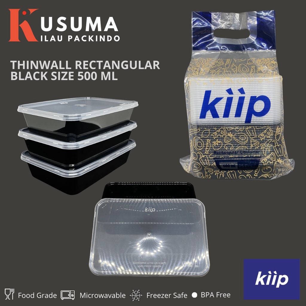 HITAM KIIP THINWALL RECTANGULAR BLACK 500ML 650ML 750ML 1000ML CONTENTS ...