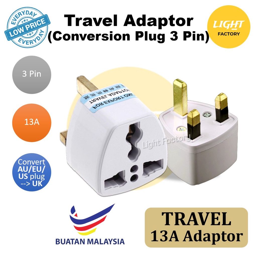 [SIRIM APPROVED] 3 Way Adapter with switch 3 Pin Conversion Plug ...