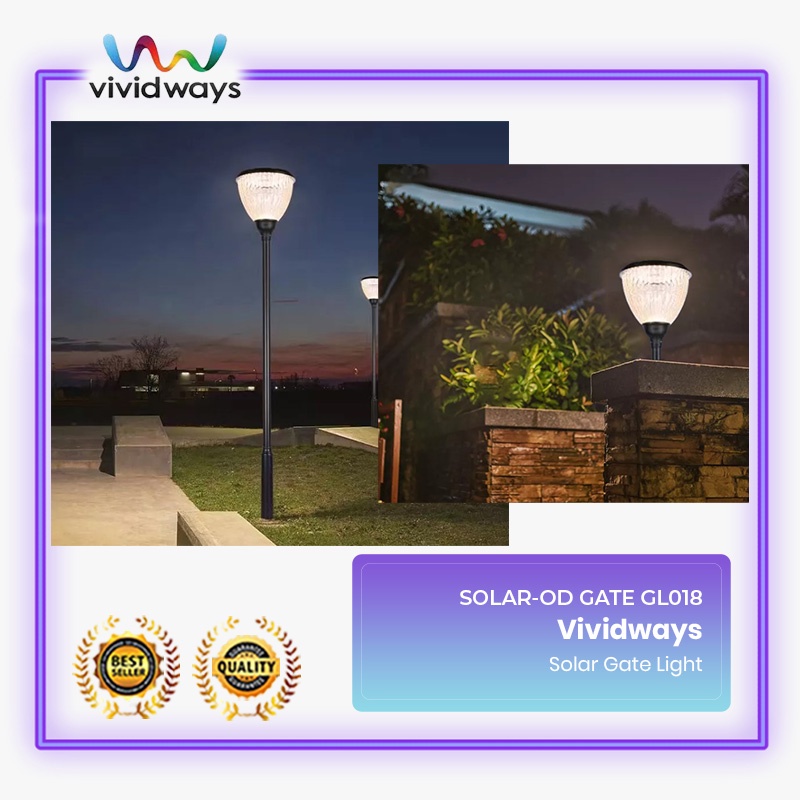 K2 VIVIDWAYS GL018 SOLAR GATE/GARDEN LIGHT LAMPU PAGAR/LAMPU TAMAN ...