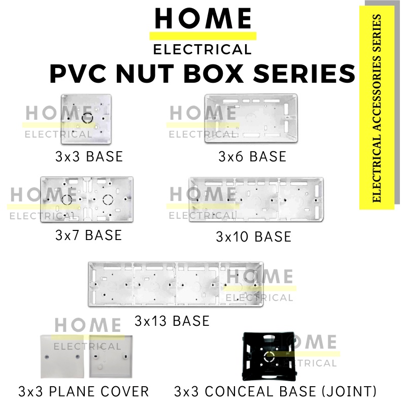 Pvc Box Surface Type Nut Box / Electrical Box / Base 3x3 / 3x6 / 3x7 ...