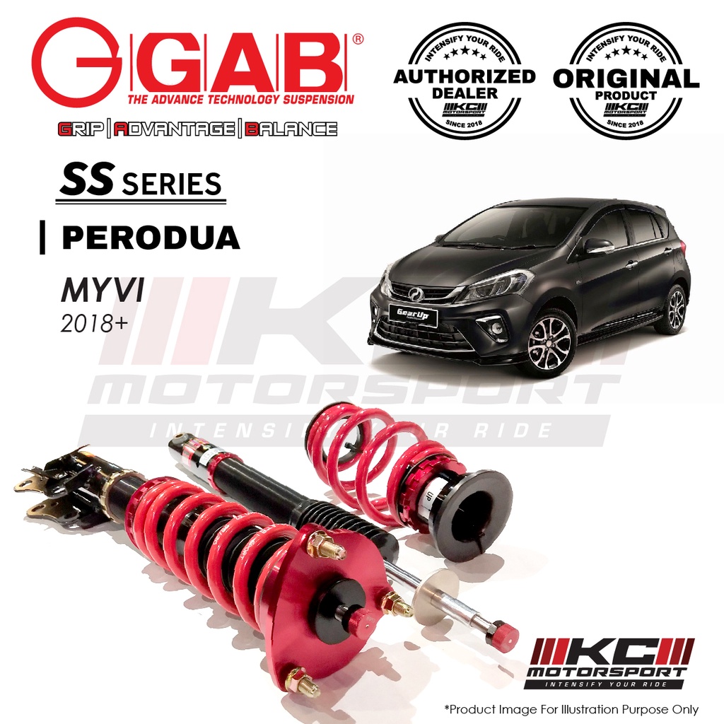 Perodua Myvi Gen 3 2018+ - GAB SS Series Fully Adjustable Suspension ...