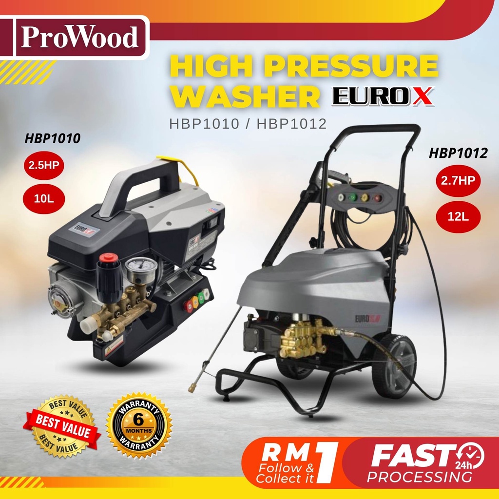 EUROX HBP1010 HBP1012 Electric Cold Water High Pressure Washer Heavy Duty 100bar | Shopee Malaysia