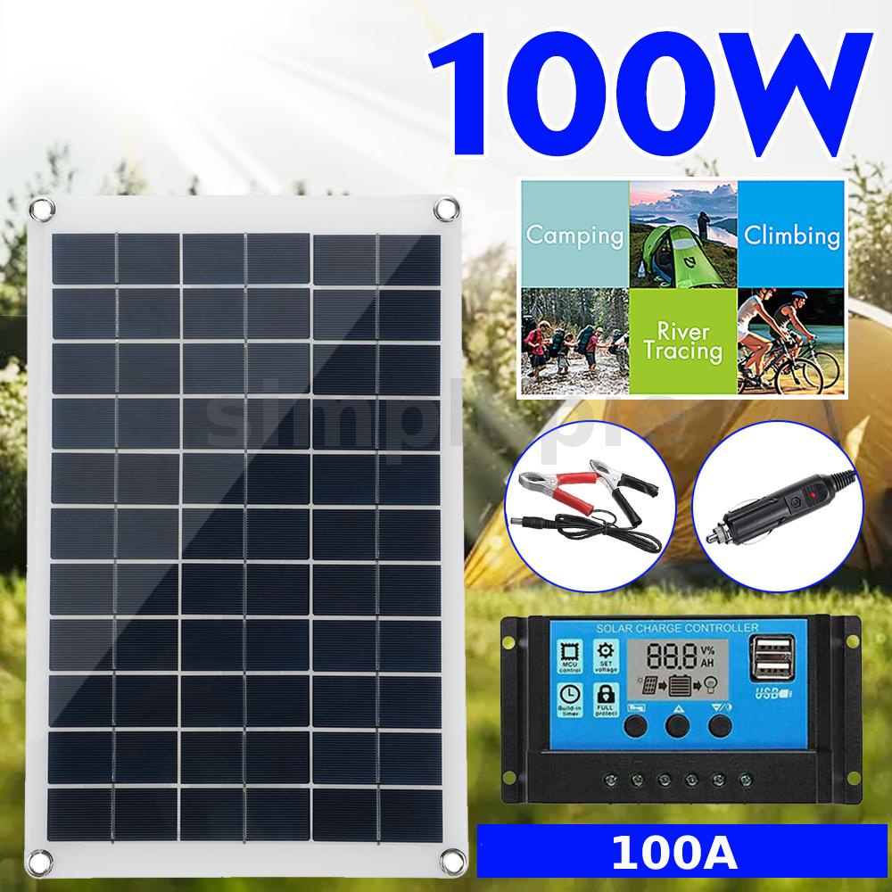 100W Solar Panel Kit With 10-80A LCD Solar Charge Controller 12V ...