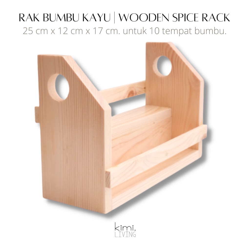 KIMI LIVING - KEI 2-tier Aesthetic Wooden Spice Rack with handle ...