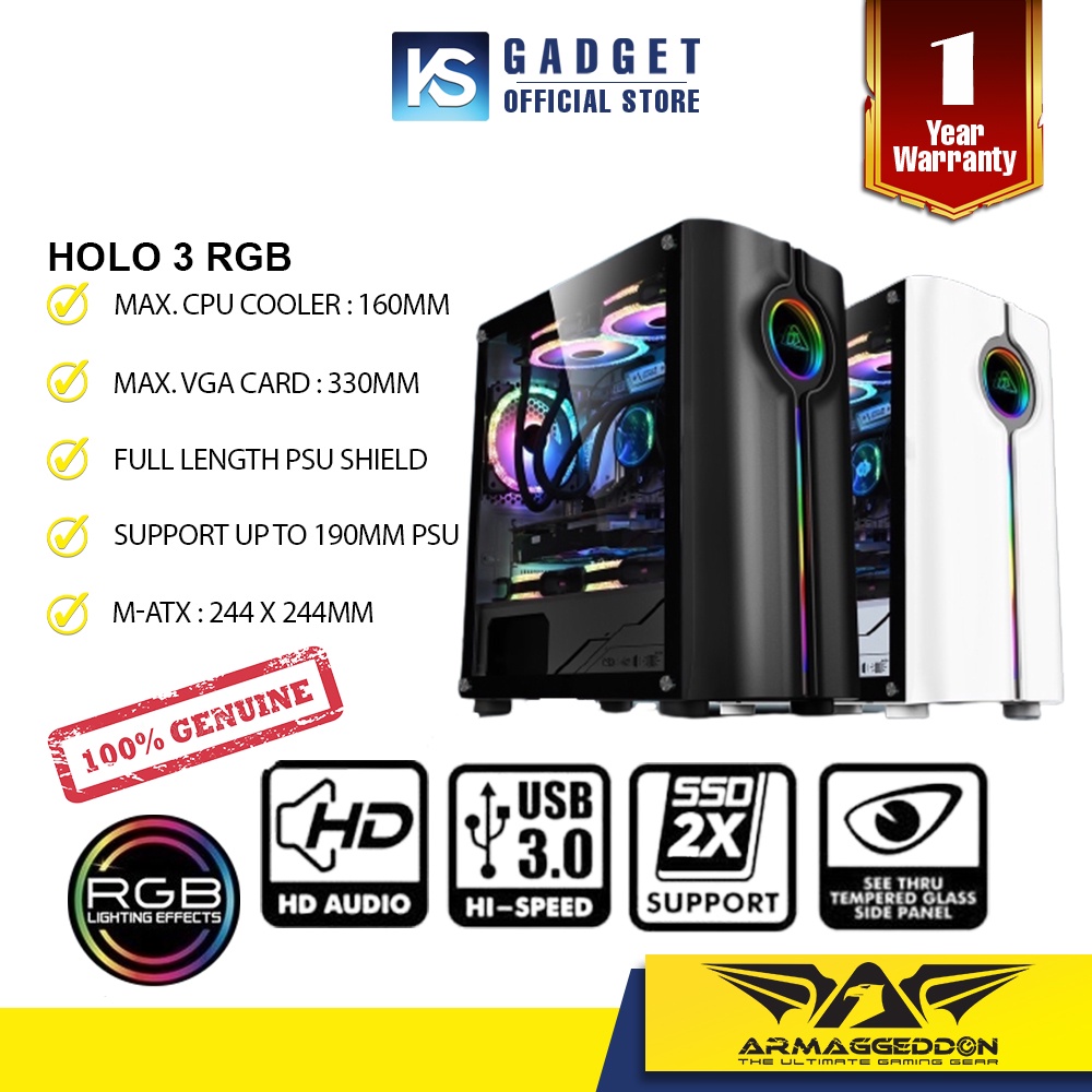 Armaggeddon Tron Holo 3 MATX PC RGB Gaming Case | Shopee Malaysia