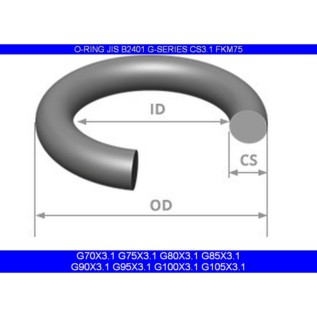 O-Ring CS 3.1MM FKM75 ( G70 G75 G80 G85 G90 G95 G100 G105 x 3.1 ) FKM 75 Shore Oring / JIS G ...