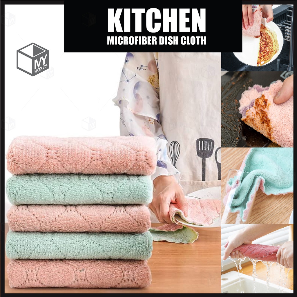 Kitchen Dish Towel Rag Non-stick Oil Double-layer Dish Washing Cloth ...