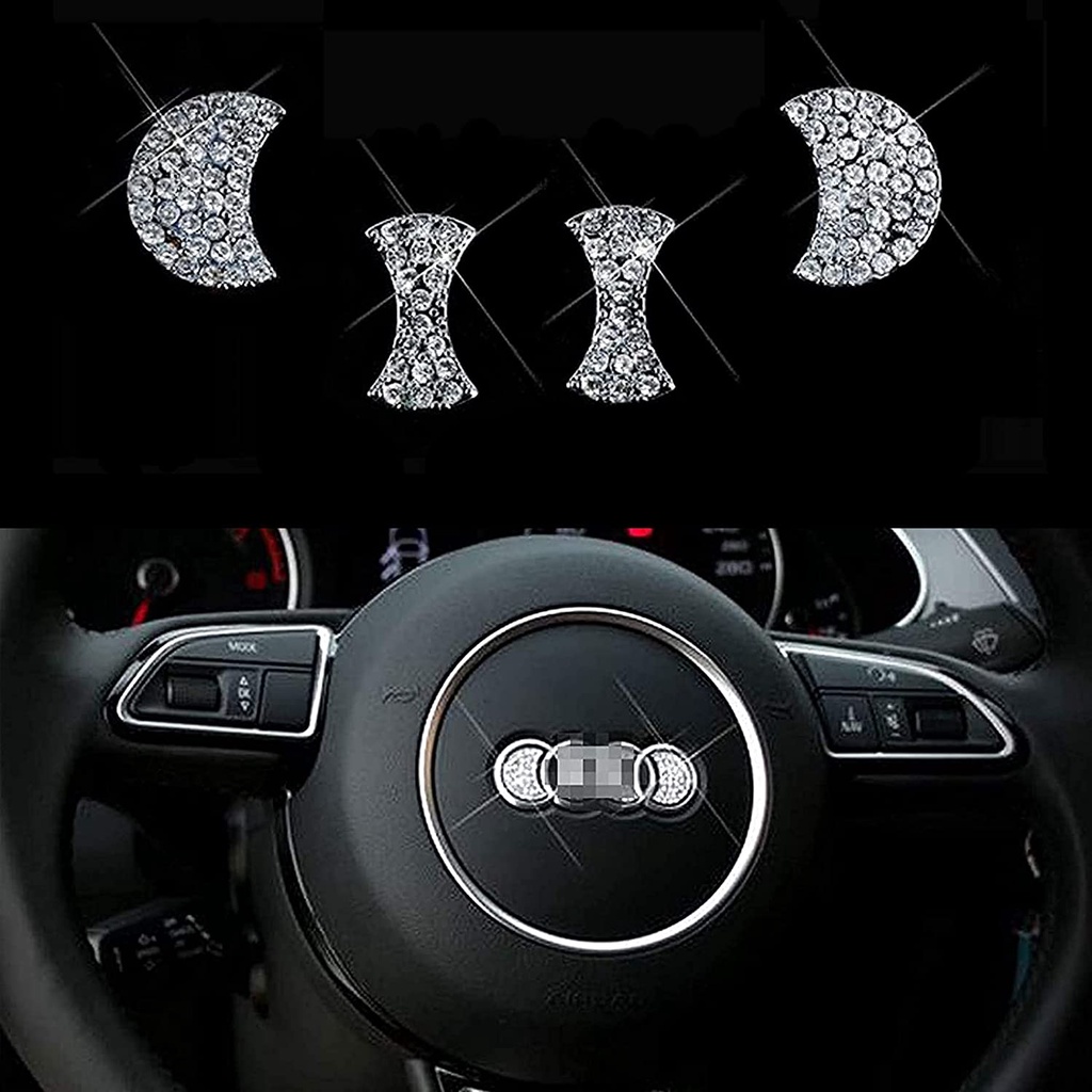 Crystal Diamond Steering Wheel Bling Emblem Sticker for Audi A1 A3 A4 A5 A6 A7 A8 Q3 Q5 Q7 S3 S5 ...