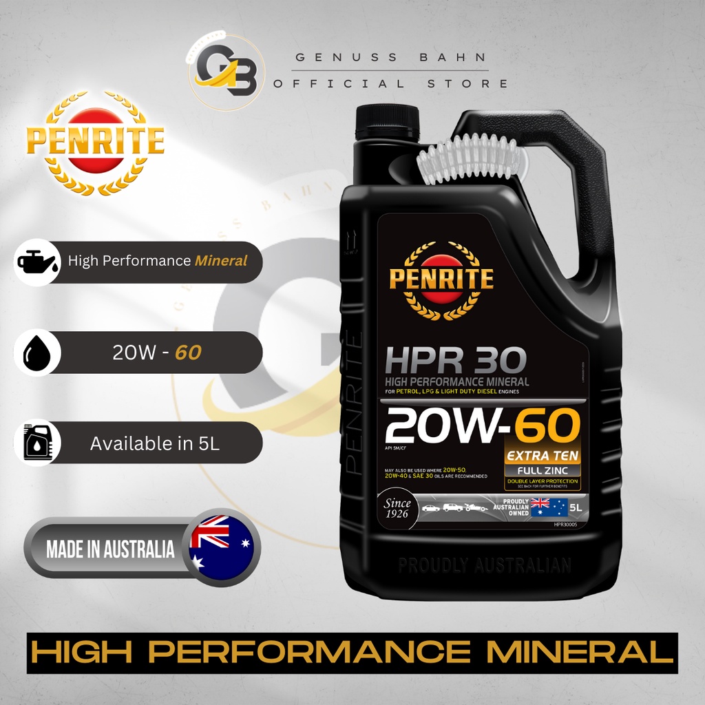 PENRITE HPR 30 20W-60 (High Performance Mineral) Rotary Engine Mazda RX7 RX8 Engine Oil (5L ...