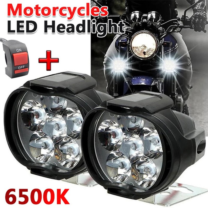 2Pcs 6 LED Motorcycles Headlight / Motorbike Working Spot Light / Super ...