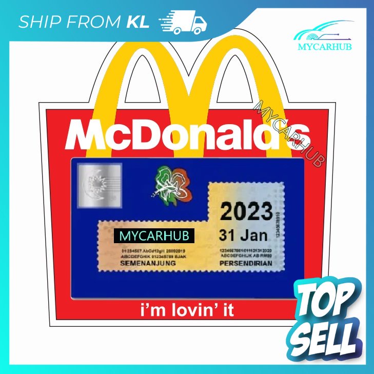 Cartoon Roadtax Sticker McDonalds Mekdi McD / Pelekat Cute Road Tax ...
