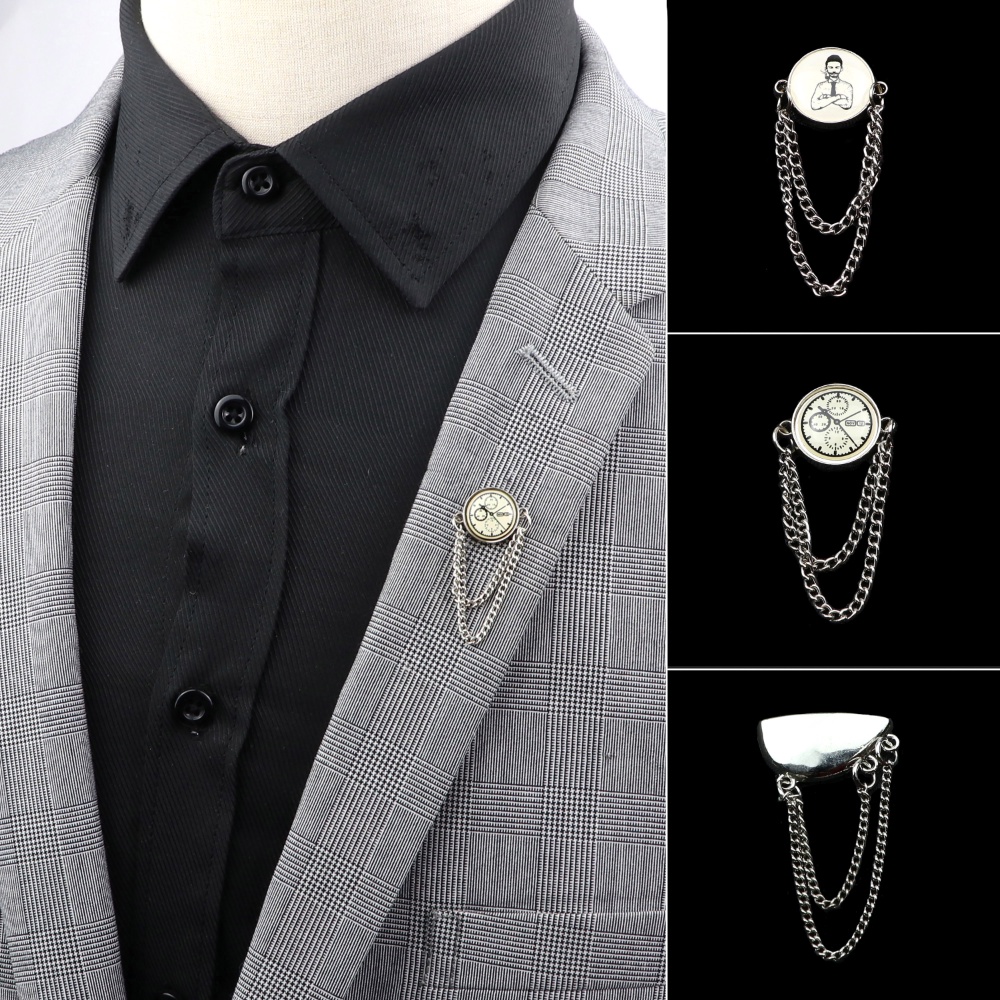 ZONFAZ Man's Shirt Collar Tassel Chain Lapel Pin Brooch Suit Retro Pins ...
