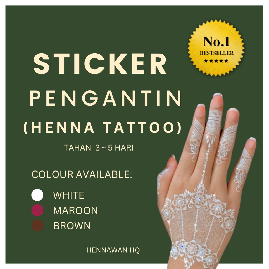 White Henna Sticker Hennawan Free remover Inai Putih Sticker Henna ...