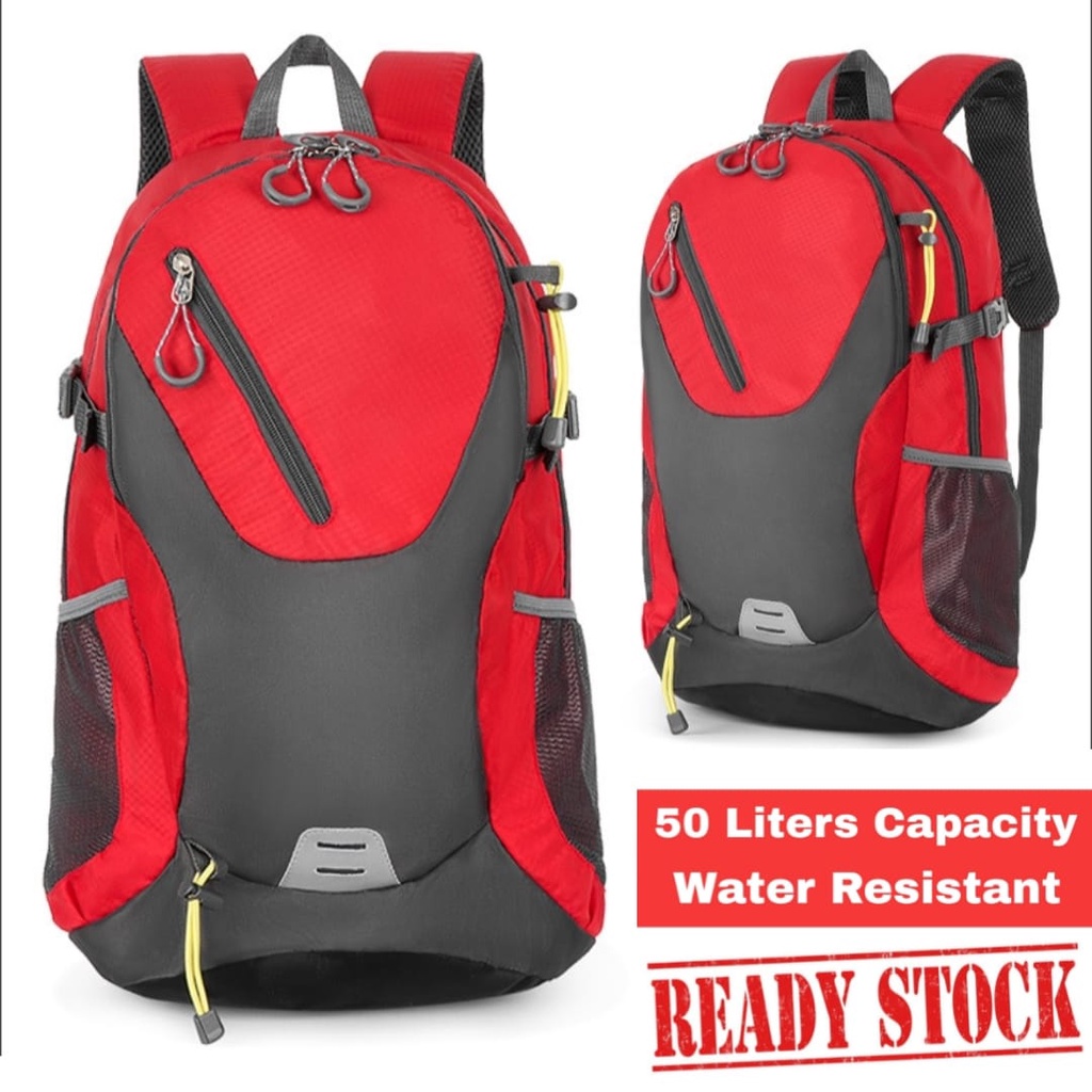 50L Large Capacity Backpack Waterproof Beg Hiking Bag Military Daki ...