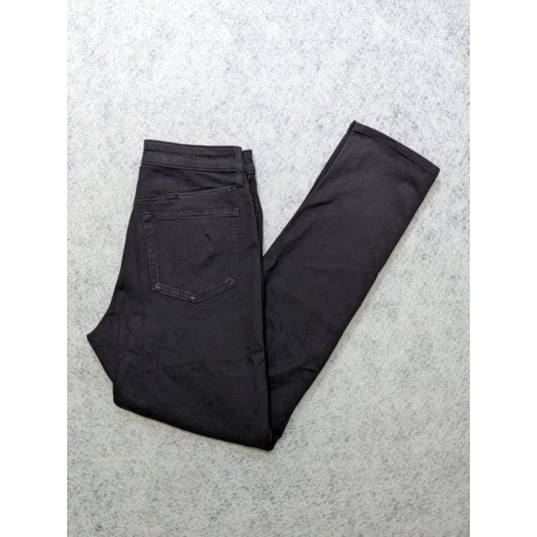 Muji jeans slim fit straight Stretch black | Shopee Malaysia