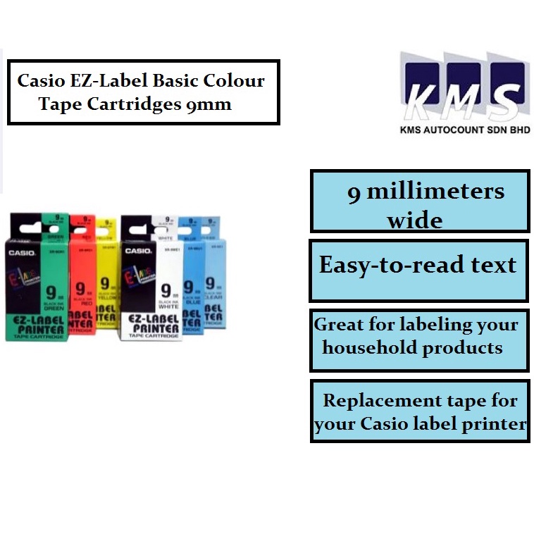 Casio EZ-Label Basic Colour Tape Cartridges 9mm | Shopee Malaysia
