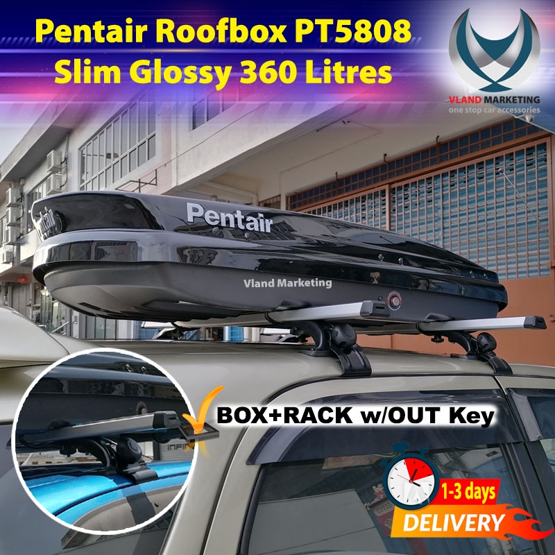 Pentair Roofbox PT5808 Slim Glossy Roof box With Roof Rack (M SIZE 360 ...