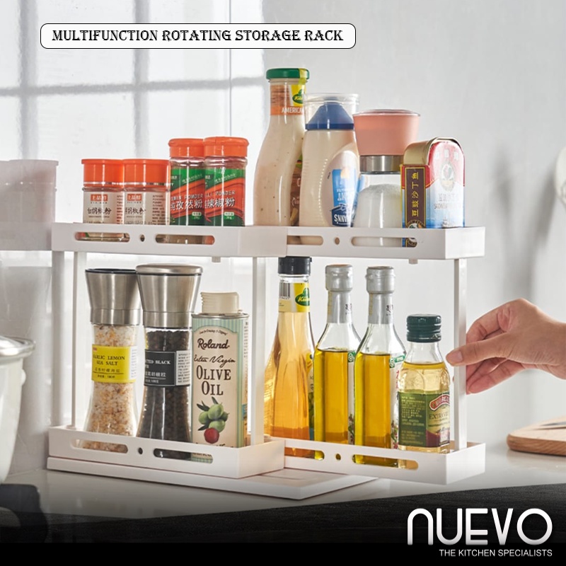 2Layer Kitchen Spice Fold Rack MultiFunction Rotating Storage Shelf ...