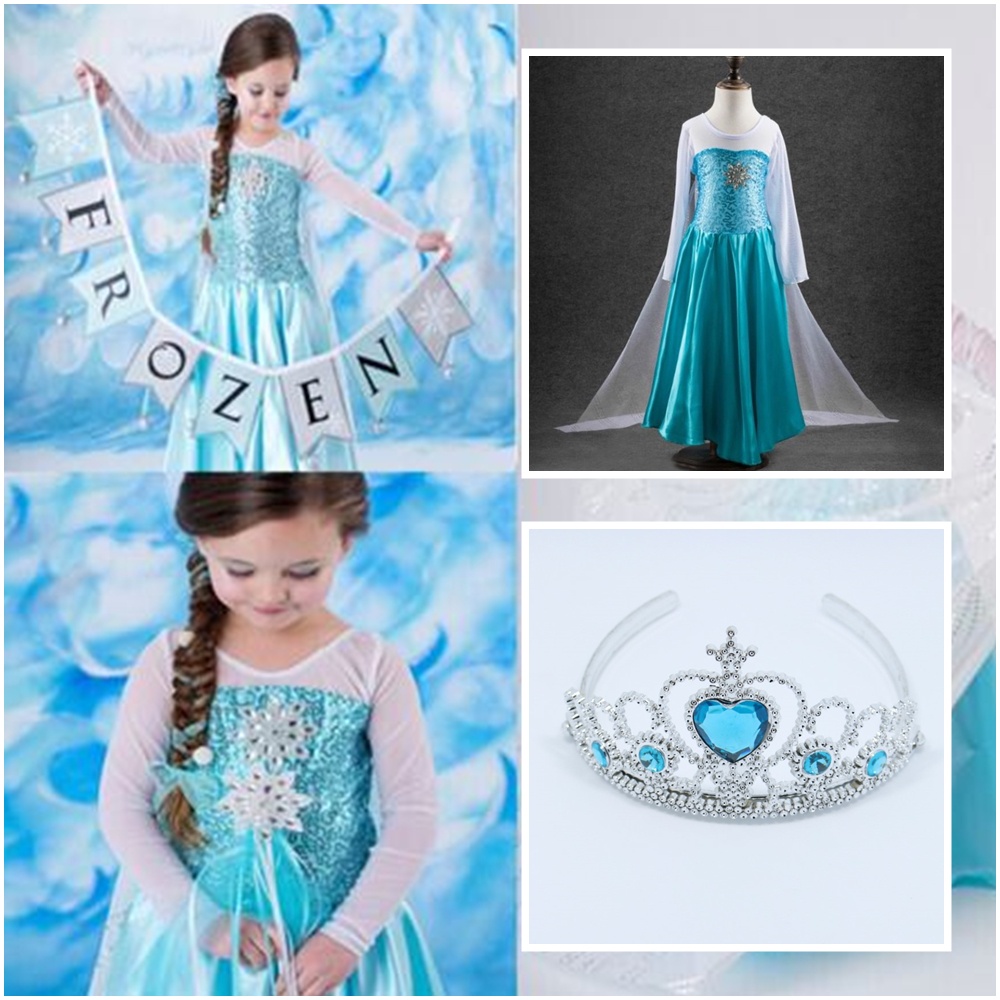 Disney Princess Frozen Elsa Dress kid girl costume cosplay pretend play ...