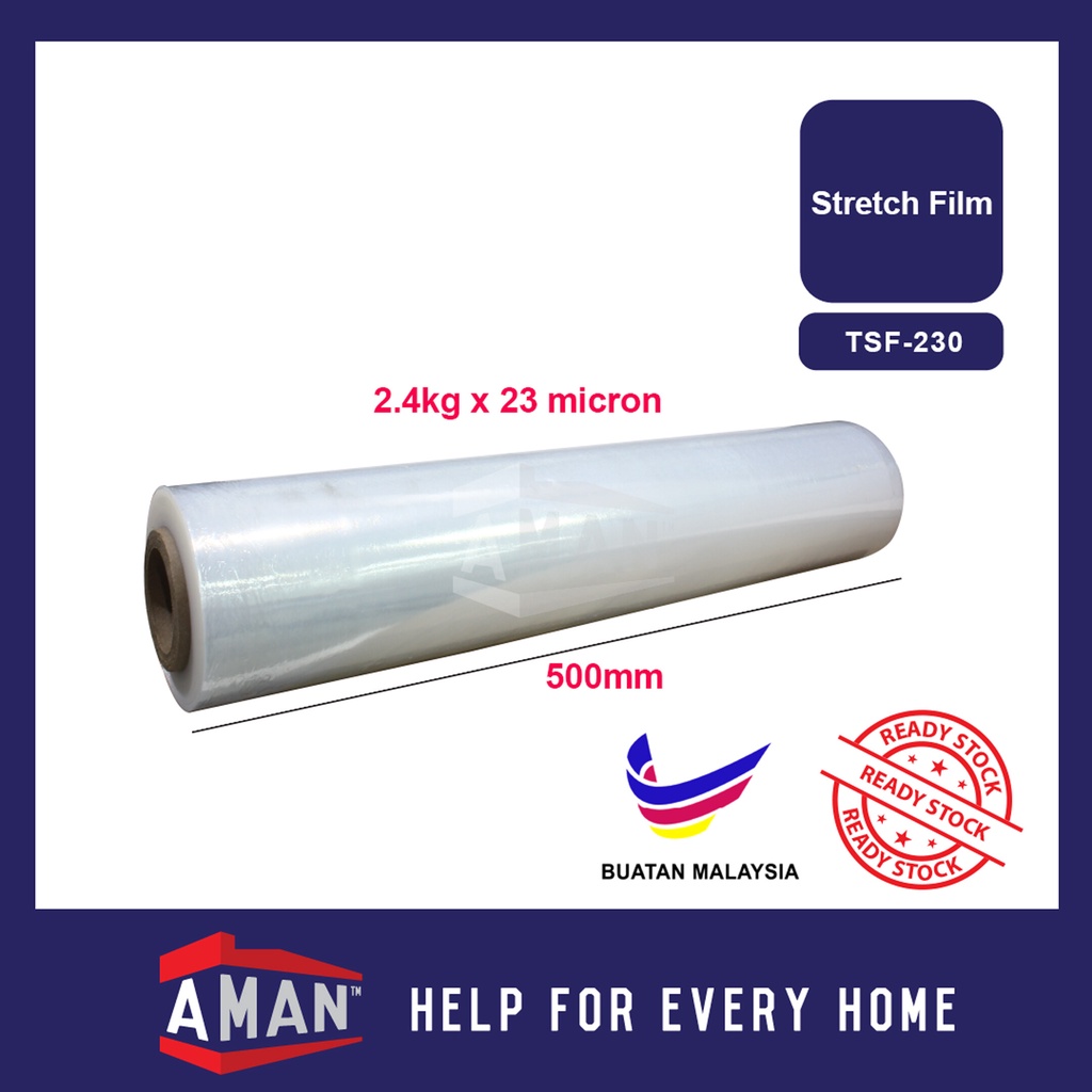 Transparent Clear Packing Stretch Film 23 Micron x 500mm x 2.4KG x Core ...