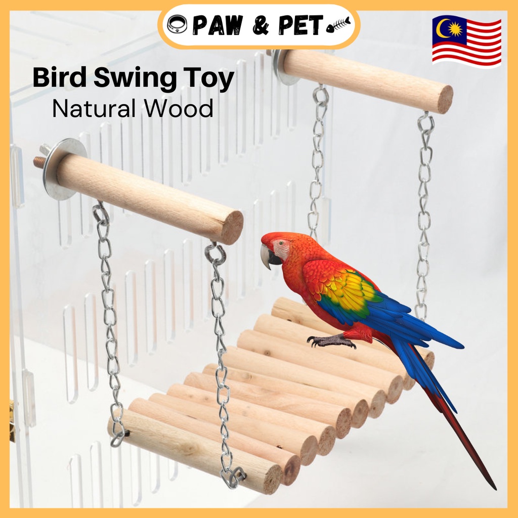 Ready Stock Burung Bird Toy Wooden Swing Double Hanging With Screw ...
