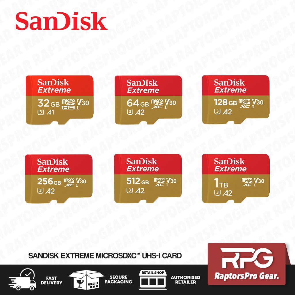 [READY STOCK] - SanDisk Extreme microSDXC UHS-I CARD 32GB/64GB/128GB/256GB/512GB | Shopee Malaysia