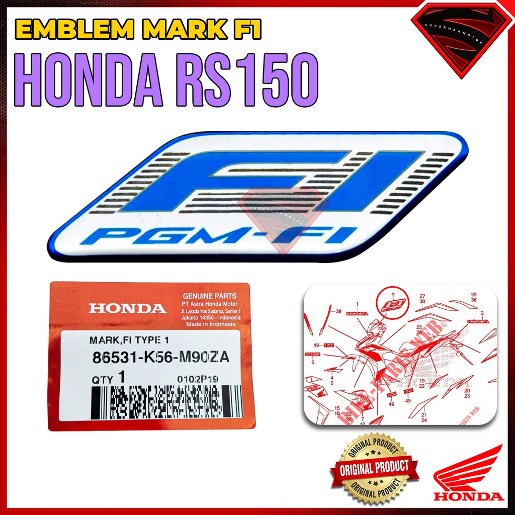 100% ORIGINAL HONDA EMBLEM STICKER MARK FI PGM FI RS150 RS 150R RS 150 ...