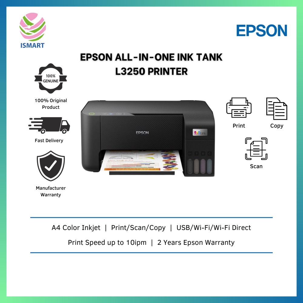 Epson Printer EcoTank L3250 A4 Wi-Fi All-in-One Ink Tank | Shopee Malaysia