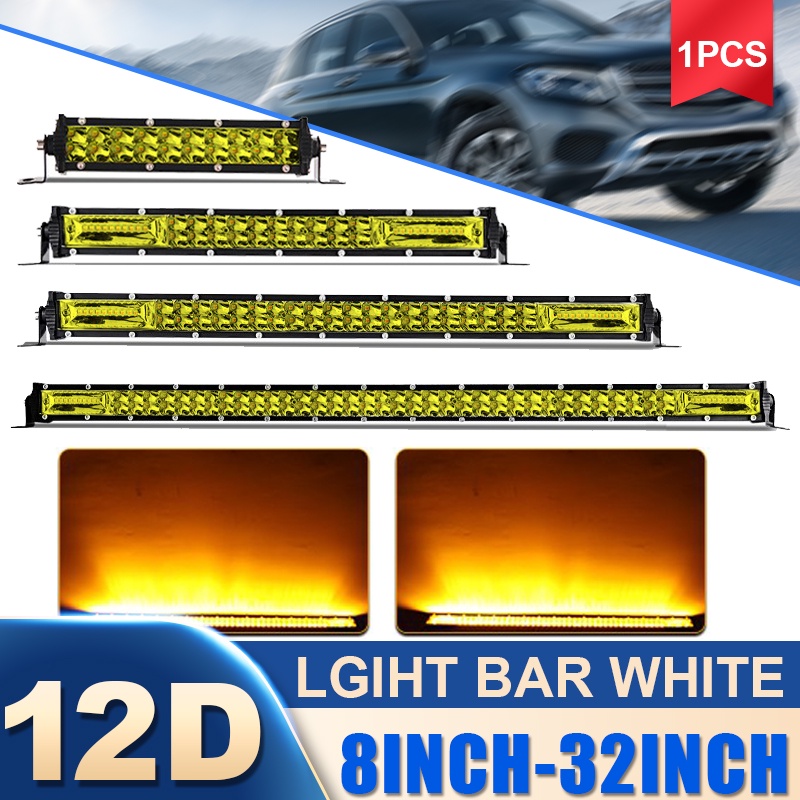 8-52inch 12D LED Light Bar Work Light Super Bright Led Bar Yellow Fog ...