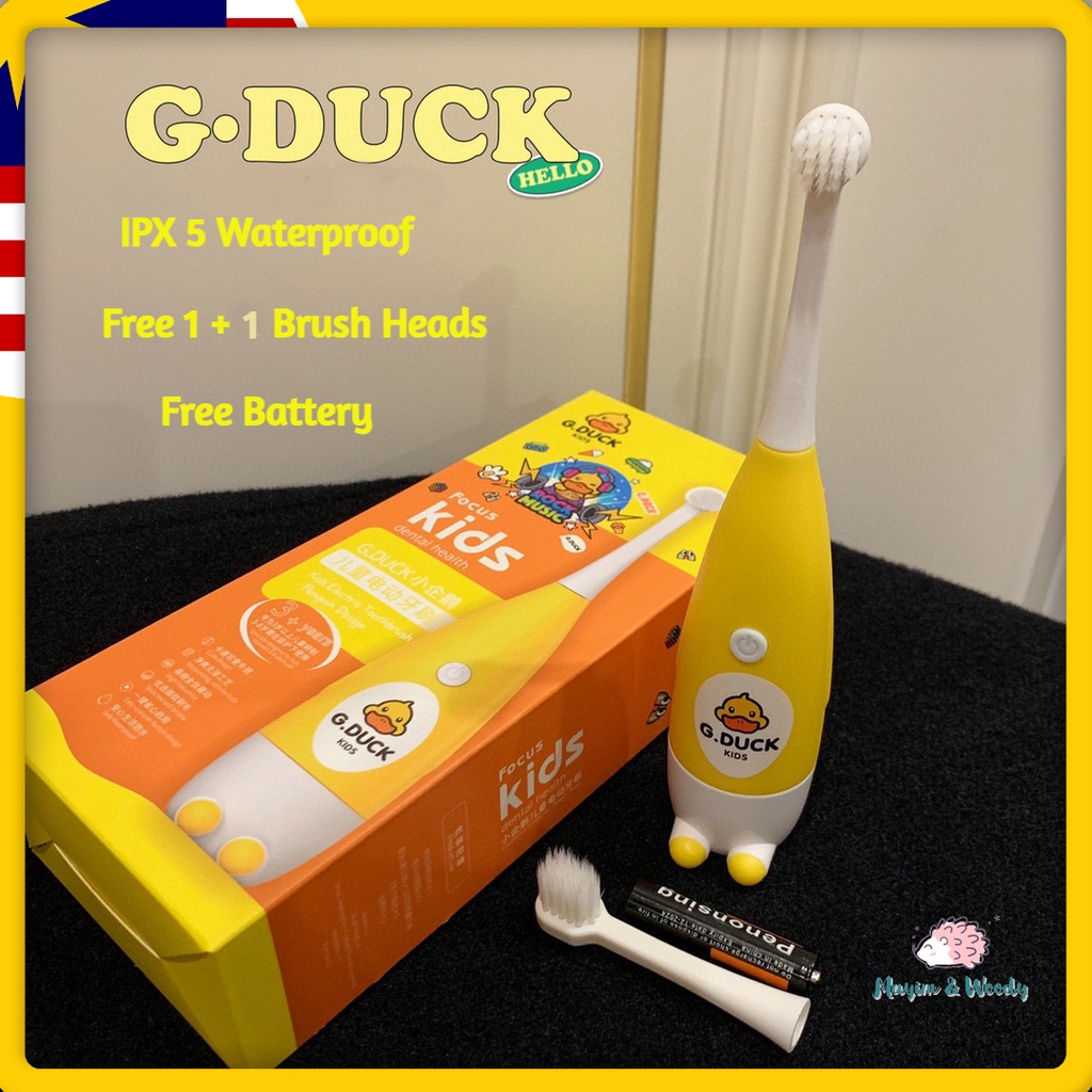 Gduck Kids Children Electric Toothbrush Free 2 Brush Head Dry Battery ...