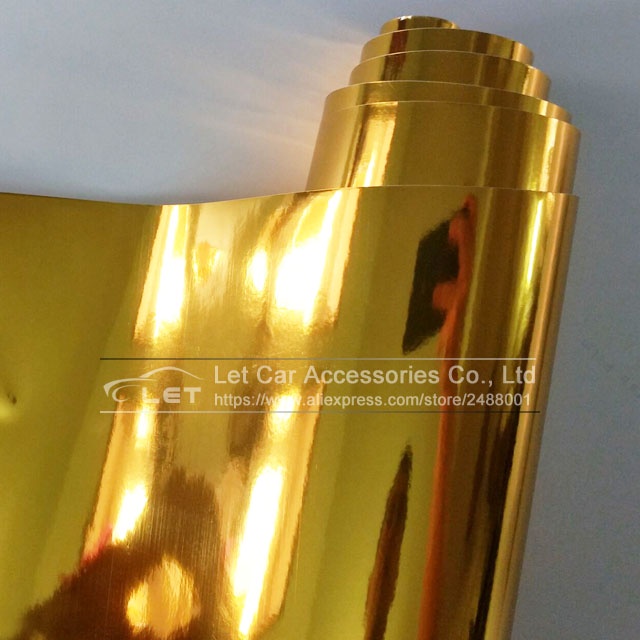 High stretchable mirror gold Chrome Mirror flexible Vinyl Wrap Sheet ...
