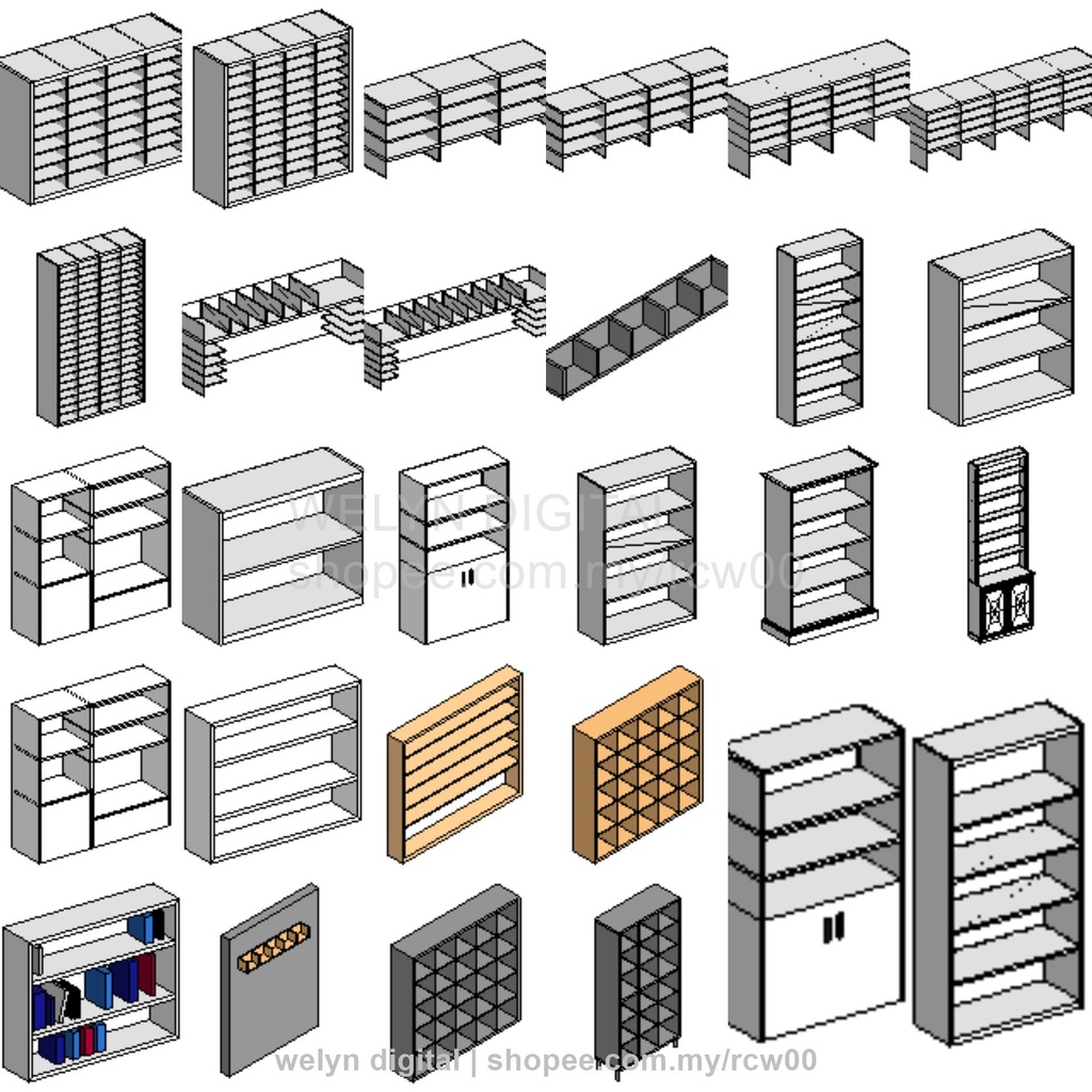 Autodesk | Revit 2025 | 77 Storage set Revit Family Files MATERIALS for ...