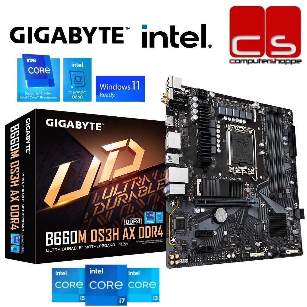 Gigabyte B660M DS3H AX DDR4 M-ATX Motherboard + Intel 12th Gen ...