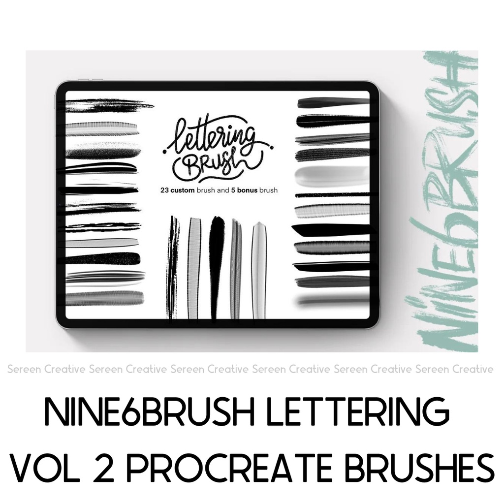 P153 Nine6brush Procreate Lettering Brushes Vol 2 (Calligraphy, Typography, Textured Brushes ...
