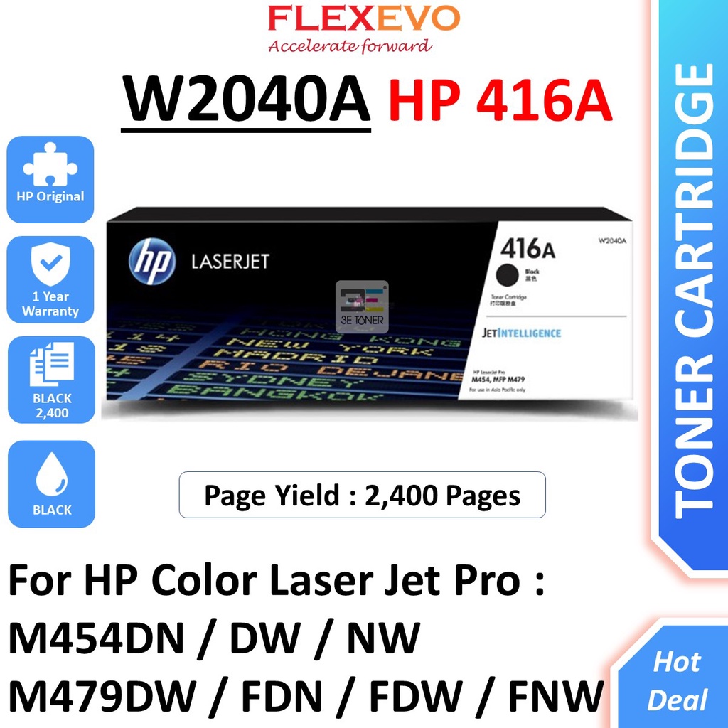 HP 416A Toner Original W2040A (Black) W2041A (Cyan) W2042A (Yellow ...