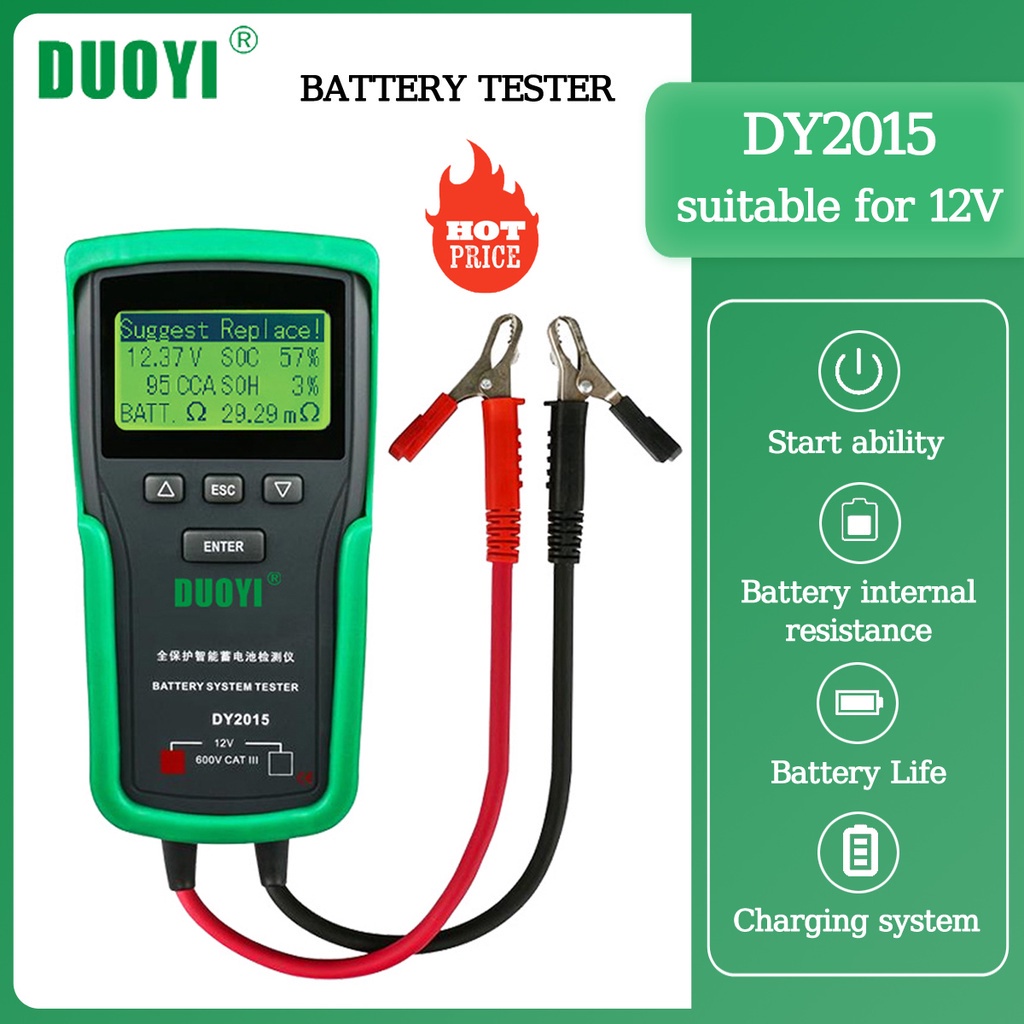 DUOYI DY2015 12V Car Battery Tester Car Battery System Tester Battery ...