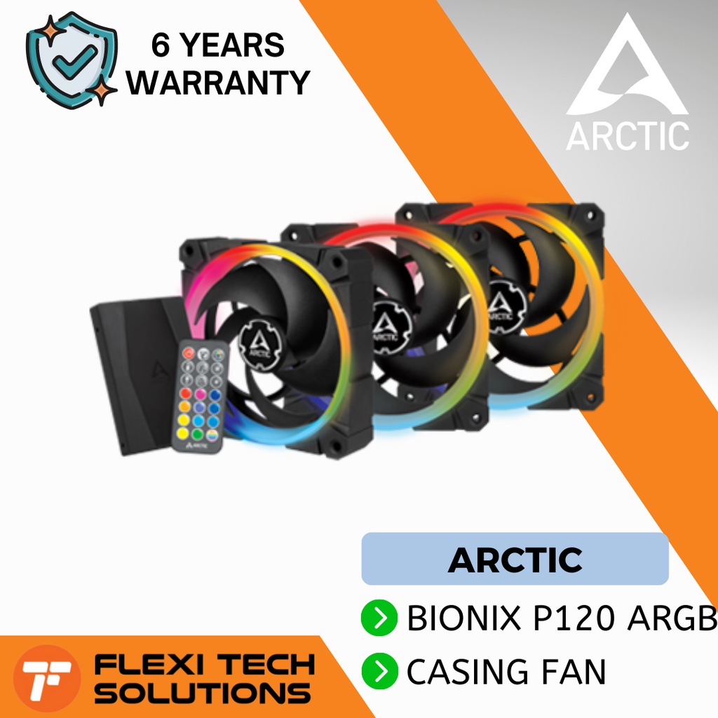 Flexi Tech ARCTIC BIONIX P120 ARGB PWM 120mm Case Fan - (3x Fans ...
