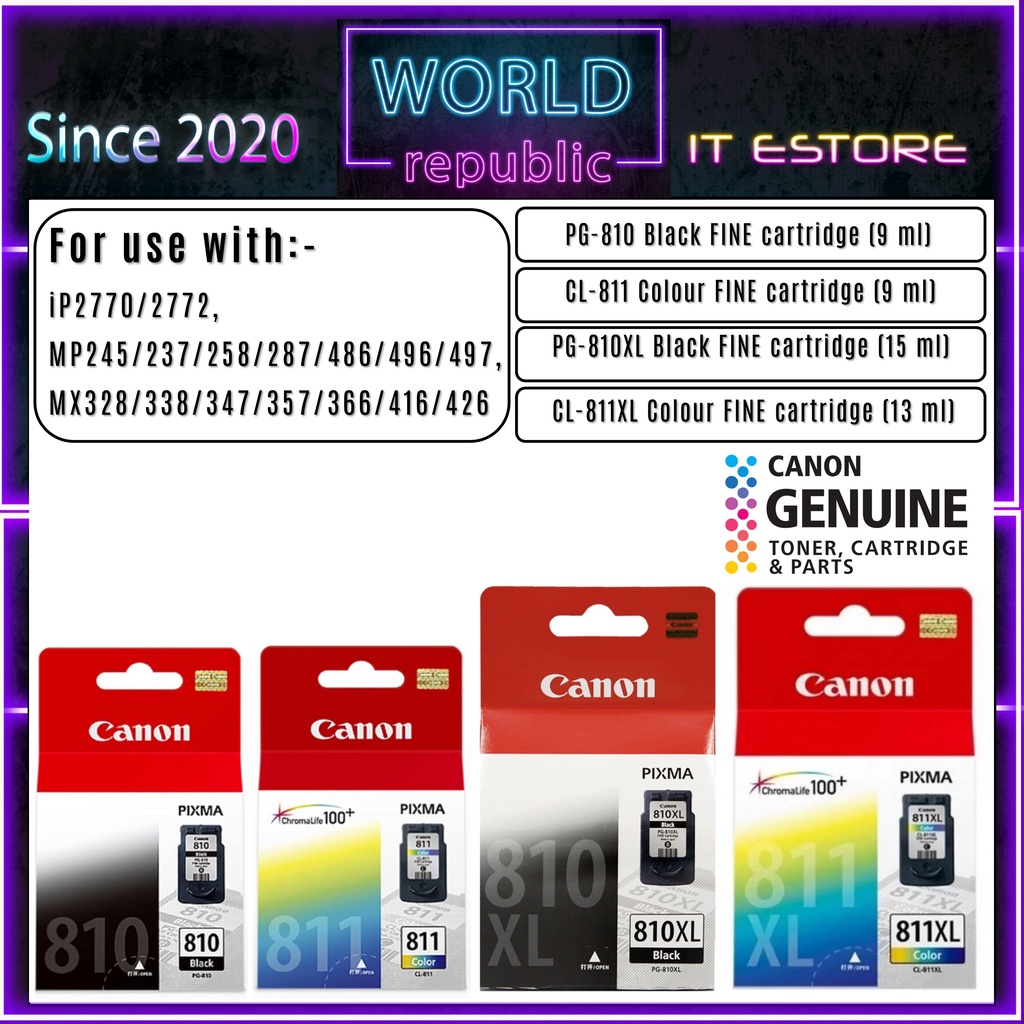 Canon Original Ink Cartridge - PG-810 Single Pack - PG810 CL811 PG-810 ...
